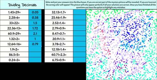 Dividing Decimals Pixel Art by Pick Up and Go Resources | TpT