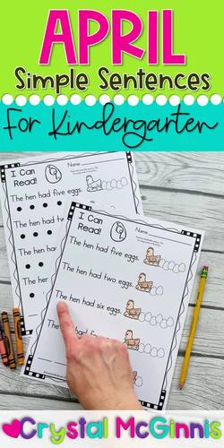 April Spring Themed Simple Predictable Sentences for Kindergarten Reading