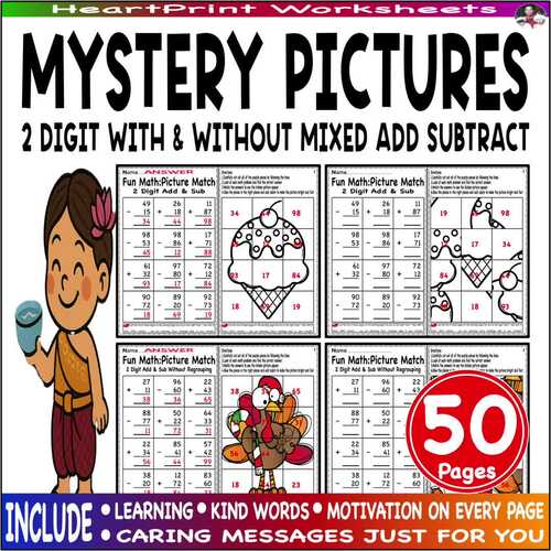 Two digit mixed addition & subtraction with, without regrouping Mystery ...