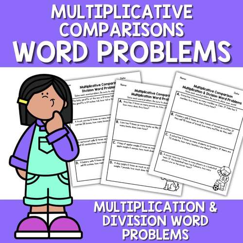 Multiplicative Comparison Word Problems | Multiply or Divide 4.OA.A.2 ...