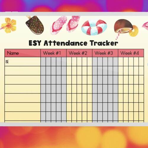 Editable Attendance Tracker Sheet Summer/ESY Fillable PDF Templates