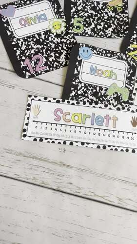 Student Desk Plates or Name Labels - Editable Retro Tags with Number Line