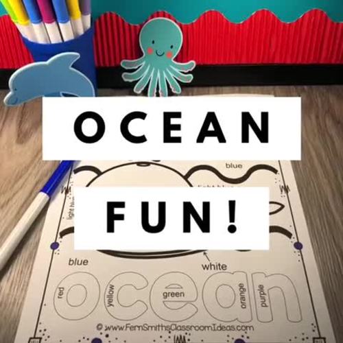 Ocean Color By Code Kindergarten Know Your Colors and Numbers Bundle