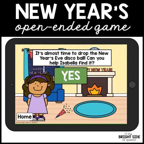 BOOM Cards - New Year's Open-Ended Game | Teletherapy | Distance Learning