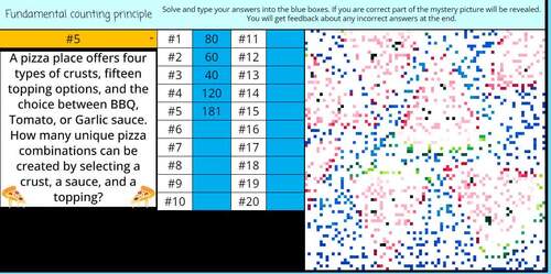 Fundamental Counting Principle 7th Grade Compound Probability Pixel Art ...