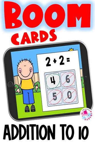 ADDITION TO 10 MATH BOOM CARDS by Primary Piglets | TPT