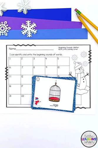 Beginning Sounds Winter Task Cards by Little Learning Corner | TPT
