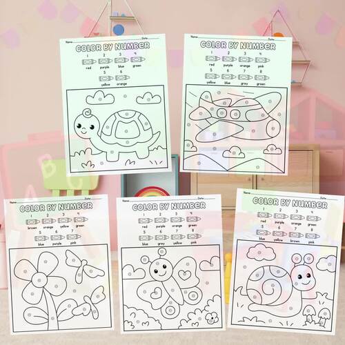 Color by Code Number to 10, Spring & Vehicle Coloring Sheets ...