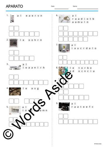 Spanish Vocabulary Writing Spelling Worksheets Card Crossword Anagram ...