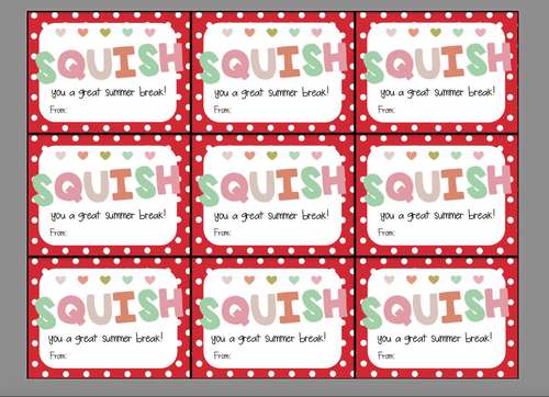 Cute "Squishy" End of Year Gift Tag by Highs and Lows of a Teacher