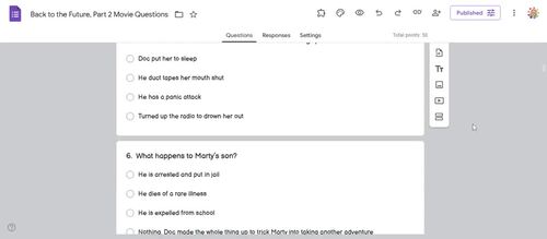 Back to the Future Part 2 Movie Questions | Google Form | TPT