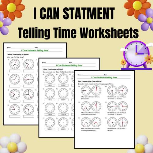 I Can Tell Time Spring Daylight Savings Time | I can statements Math ...