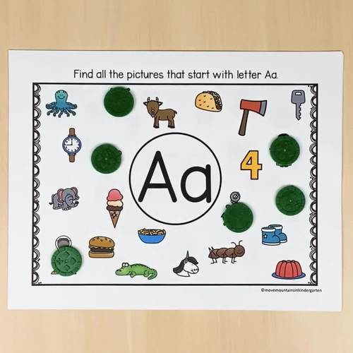 I Spy Alphabet Mats for Beginning Sounds by Move Mountains in Kindergarten