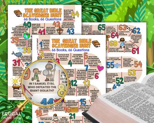Books of the Bible Scavenger Hunt, 66 Bible Trivia Questions, Bible ...