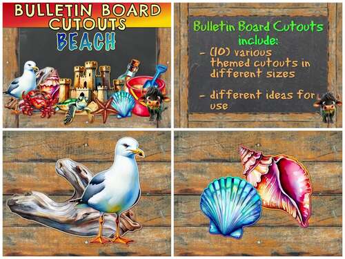Beach Bulletin Board Cutouts Beach Theme Door Decor Ocean Animals