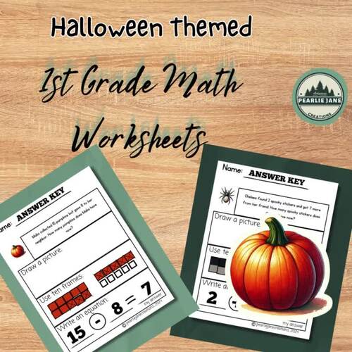 Halloween Math Word Problems for 1st Graders by Pearlie Janes Creations