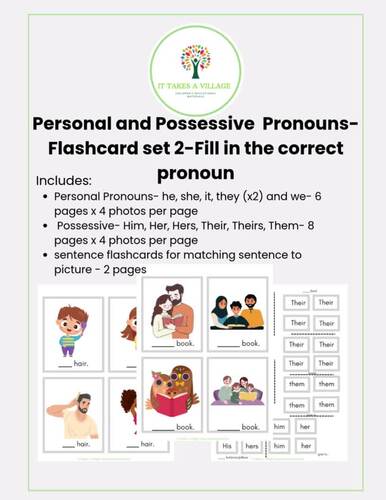 Personal and Possessive Pronouns-Fill in the Pronoun Flashcards | TPT
