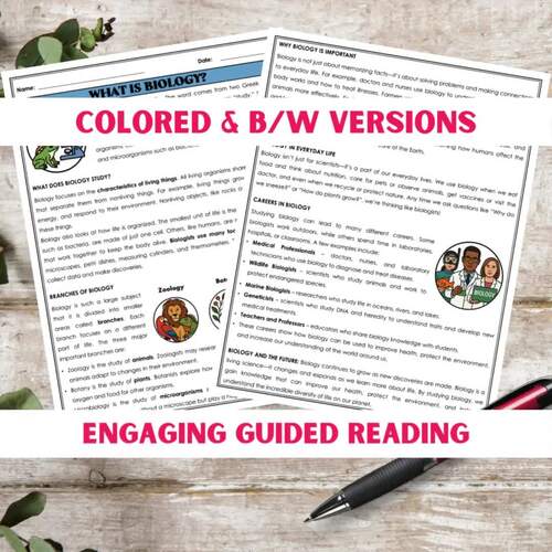 Intro to What is Biology Reading Comprehension Passage & Questions ...