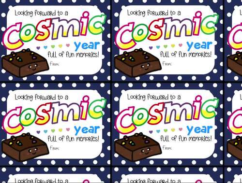 Cosmic Brownies Beginning of Year (BOY) Gift Tag- Looking forward to a ...