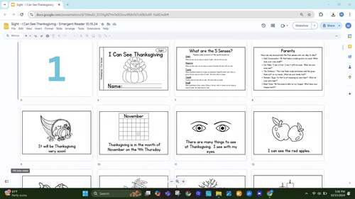 Thanksgiving Emergent Reader Mini Book | Guided Reading Activity 5 ...