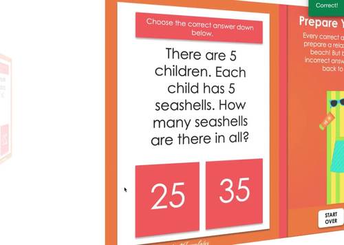 Summer Multiplication Digital Math Boom Cards Game by 3rd Grade Engaged
