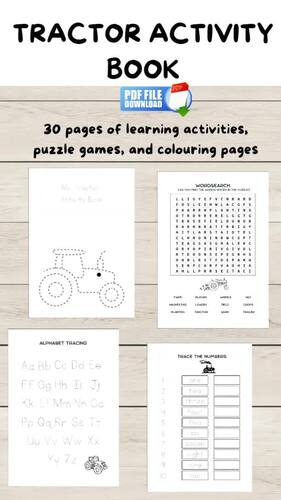 Kids Tractor Activity Book, Coloring Pages, Learning Activities, Puzzle ...