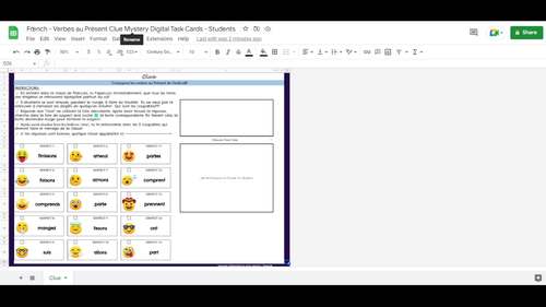 French Verbs Present Tense Digital Fall Themed Clue Mystery Task Cards ...