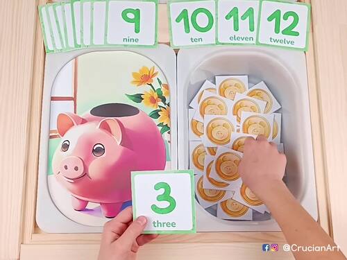 Piggy Bank Insert Template: Coins Counting Activity for IKEA FLISAT Table