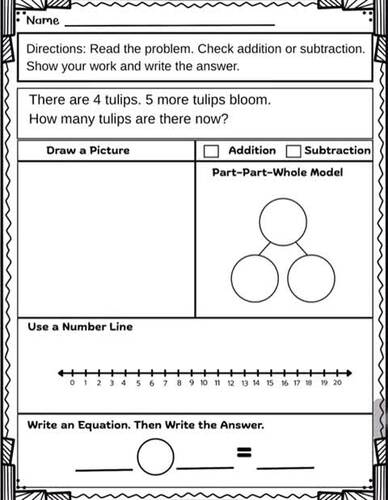 Addition & Subtraction Word Problems Within 20 by The Math Crayon