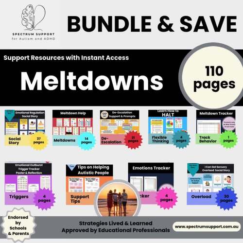 ADHD Autism Meltdown Support Bundle Behavior Track Emotional Regulation ...