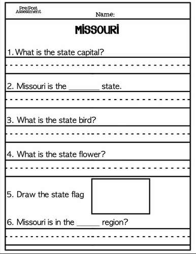 Missouri Worksheets, 50 States, Special Education | TPT