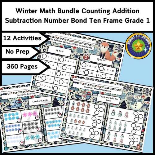 Winter Math Bundle Counting Addition Subtraction Number Bond Ten Frame ...
