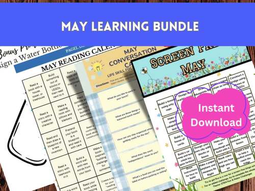 May Learning Bundle – Reading Log, Screen-Free Bingo & Spring Printable