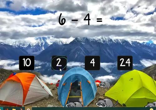 Summer BOOM Cards 100 Subtraction Facts Camping Scenes by Smart Teaching