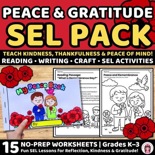 Peace & Gratitude SEL Pack | K–3 Kindness & Reflection Activities