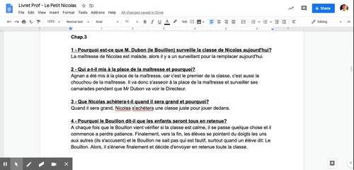 Le Petit Nicolas - Vidéo de la correction des questions du chapitre 3