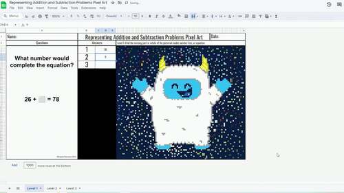 Google Sheets Pixel Art Representing Addition and Subtraction Problems ...
