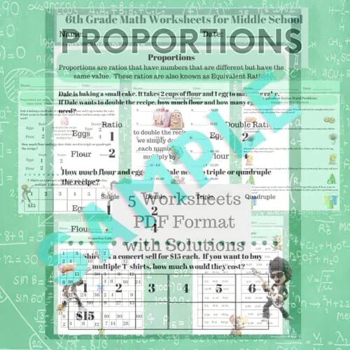 PROPORTIONS and EQUIVALENT RATIOS - 6th Grade Math Worksheets for ...