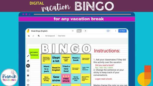 Vacation Human Bingo for Elementary & Middle School ESL (Printable ...