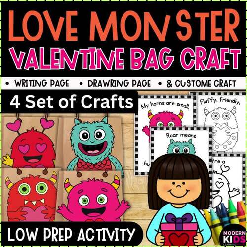 Love Monster Bag Craft - Valentines Mailbag, Valentines Mailbox Template