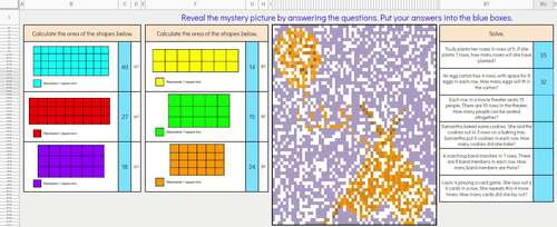 Digital Math Pixel Art Mystery Picture 3rd Grade TEKS 3.6.C - Area