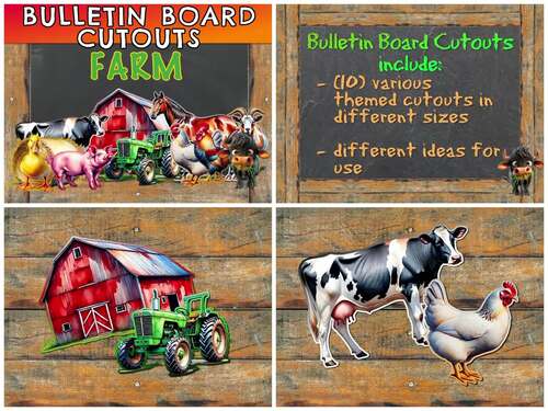 Farm Bulletin Board Cutouts Farm Theme Farm Animal Decor | TPT