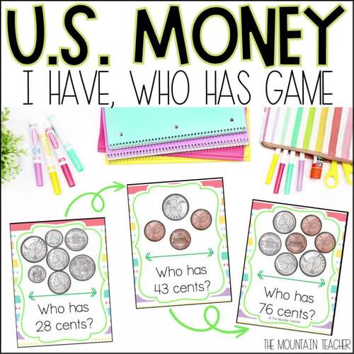 Counting Coins Game - A Counting Money I Have Who Has Game for US Coins