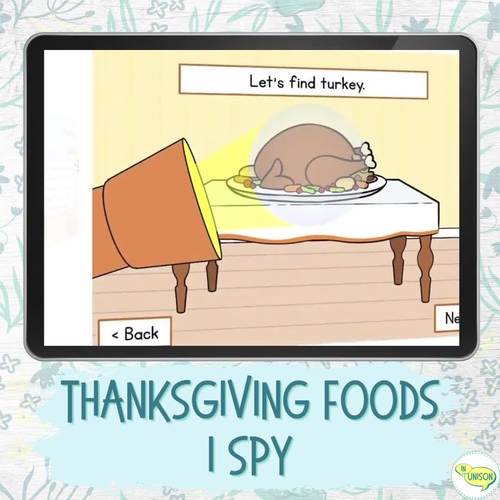 Flashlight Search I Spy Thanksgiving Food Vocabulary Boom Cards™