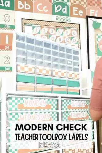 Modern Check Classroom Decor | Teacher Toolbox Labels - Editable!