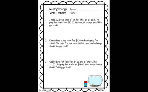 Making Change | 2 Step Word Problems by TeachwithMsPriest | TPT