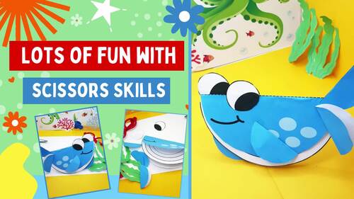 Scissor Skills 2D Shape and Cutting Practice Crafts - Cute whale by ...