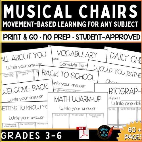 Musical Chairs Learning Activity For Any Subject | Movement-Based ...