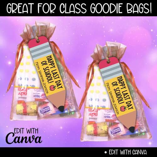 End of Year Teacher Pencil Snack Gift Tag, Last Day School Student ...
