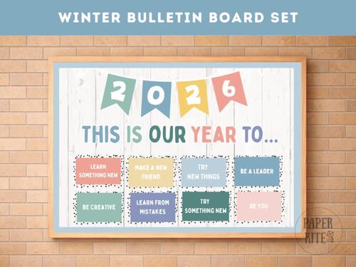 Boho Calm Colors New Year Bulletin Board 2026 | January February ...